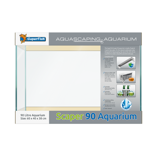 Superfish Scaper 90 Aquarium Set - Aquascaping Aquarium Fish Tank Cube ...