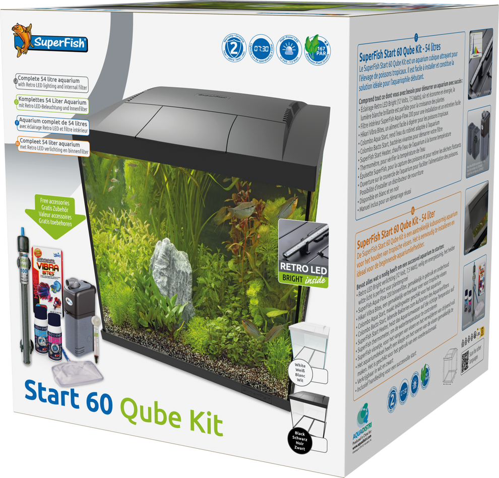Superfish Start 60 Qube Kit Complete Aquarium Set Fish Tank – Pro Shrimp