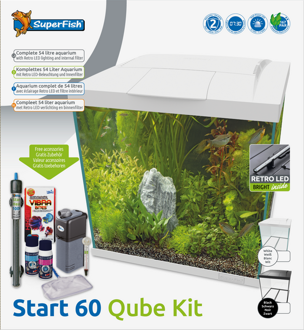 Superfish Start 60 Qube Kit Complete Aquarium Set Fish Tank – Pro Shrimp